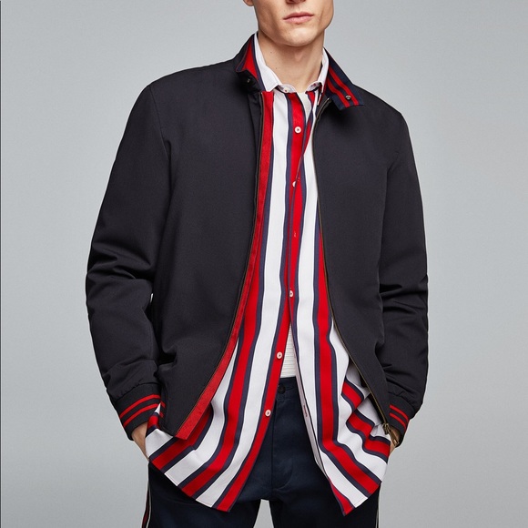 Zara | Jackets & Coats | Zara Men Basic Jacket With Contrasting Details ...